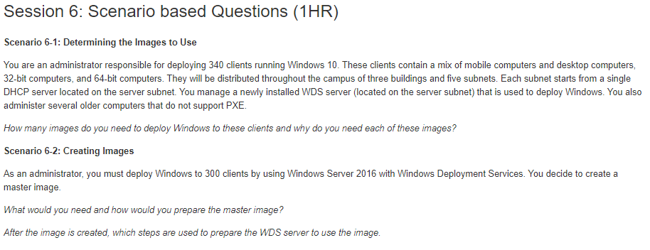 Session 1: Scenario based Questions (1HR) Scenario | Chegg.com