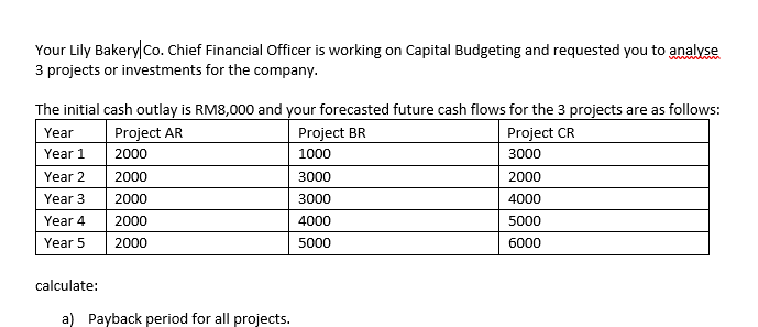 Solved Your Lily Bakery|Co. ﻿Chief Financial Officer is | Chegg.com