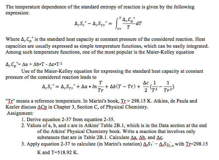 The temperature dependence of the standard entropy of | Chegg.com