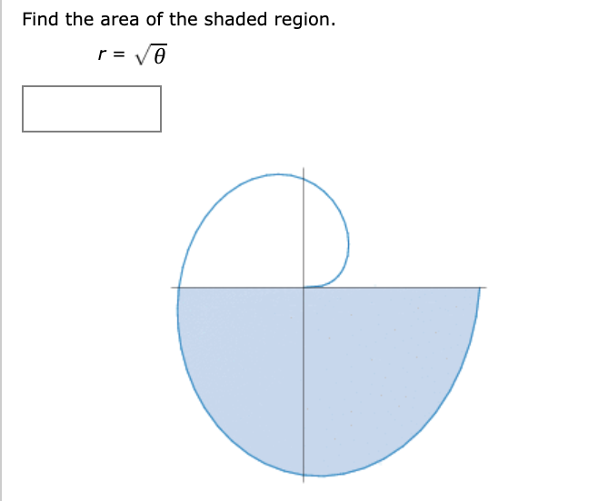 Solved Find the area of the shaded region. r = ve | Chegg.com