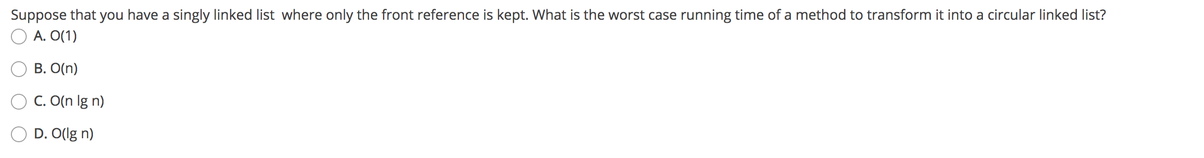 Solved Suppose that you have a singly linked list where only | Chegg.com