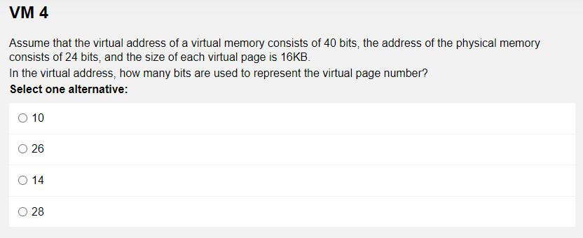 Solved Assume that the virtual address of a virtual memory | Chegg.com