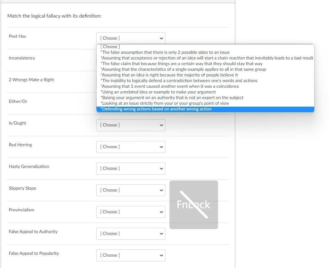 Solved Match the logical fallacy with its definition: Post | Chegg.com