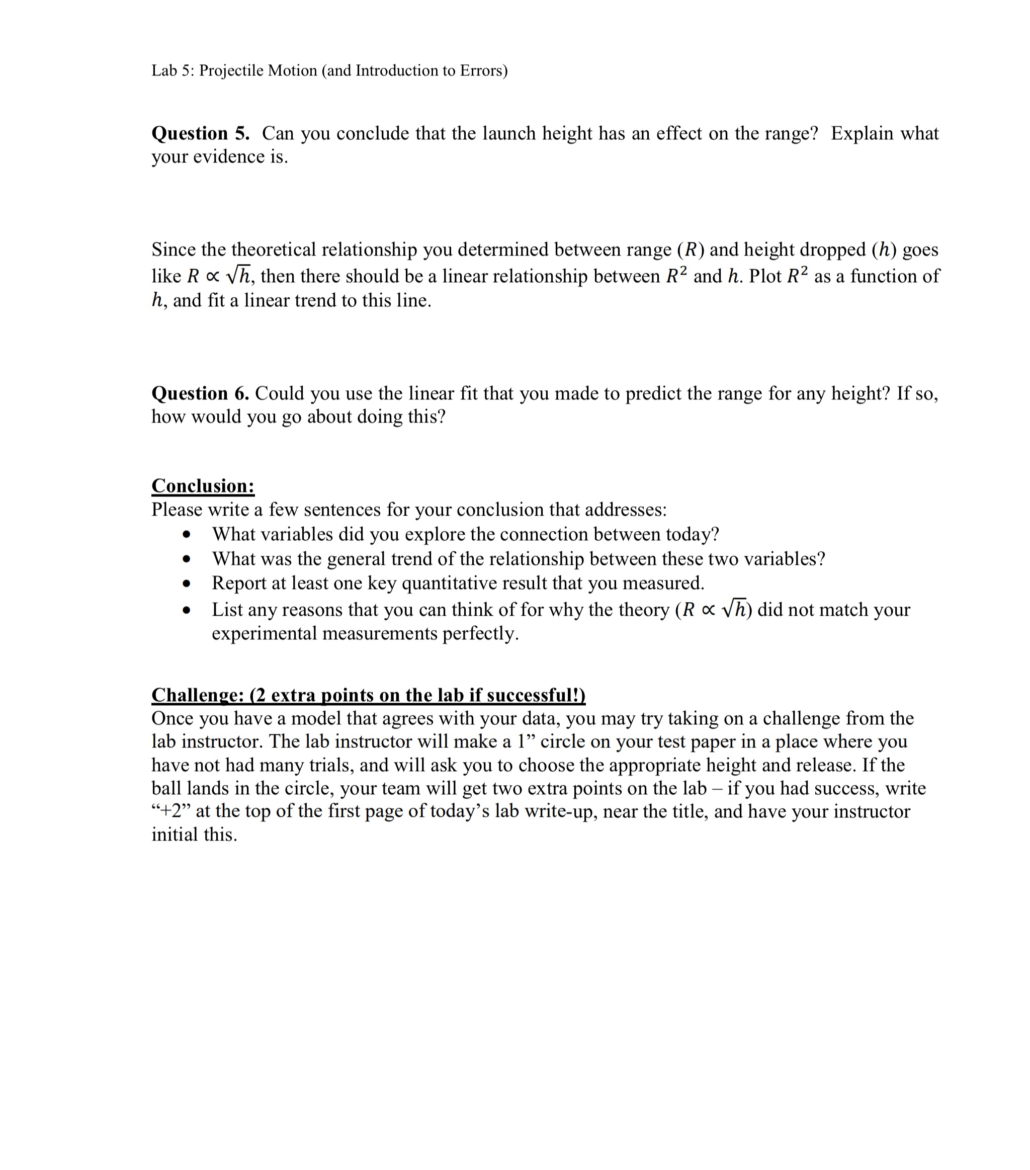Solved Lab 5: Projectile Motion (and Introduction to Errors) | Chegg.com