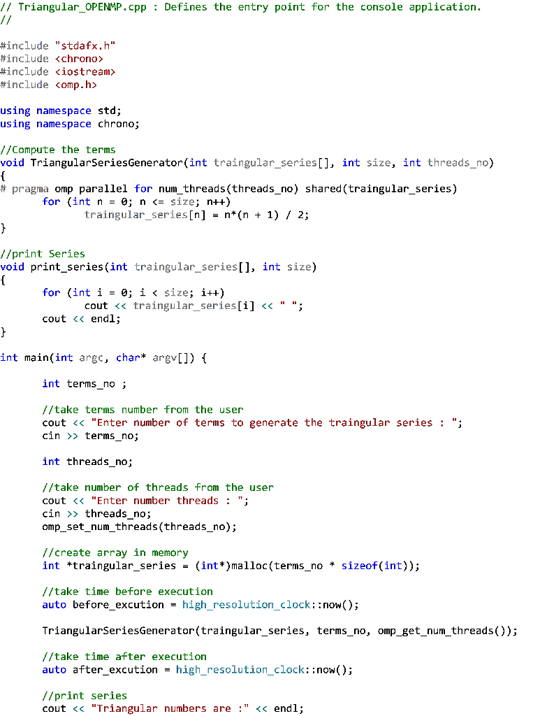 Solved 1/ Triangular_OPENMP.cpp : Defines the entry point | Chegg.com