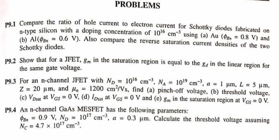 Solved P9.1 Compare the ratio of hole current to electron | Chegg.com