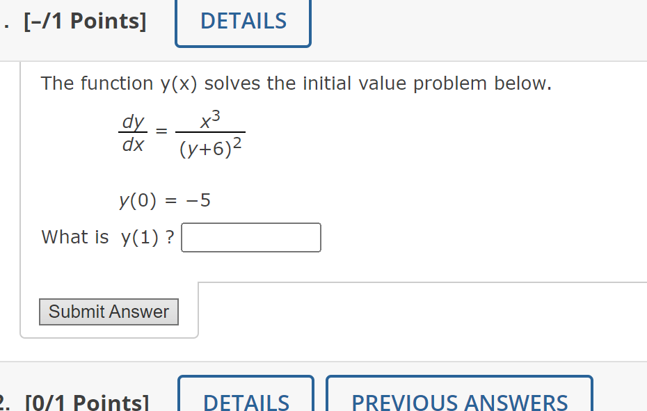Solved The function y(x) solves the initial value problem | Chegg.com