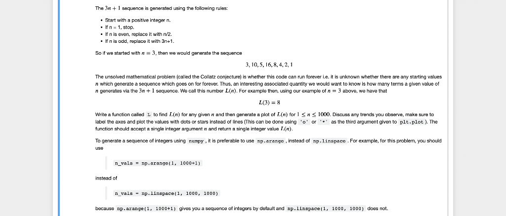 Solved The 3m + 1 sequence is generated using the following | Chegg.com