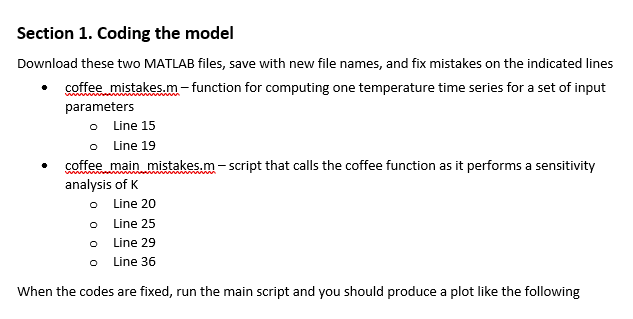 Section 1. Coding the model Download these two MATLAB | Chegg.com