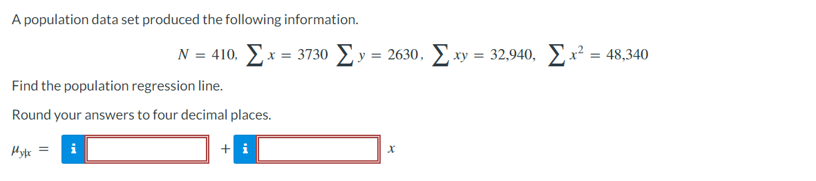 Solved A population data set produced the following | Chegg.com