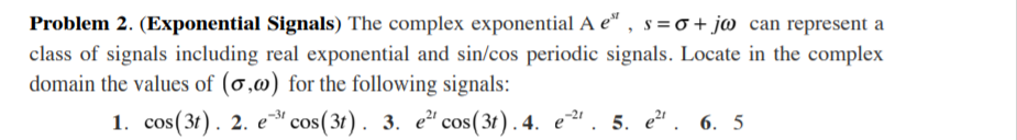Solved Problem 2. (Exponential Signals) The complex | Chegg.com