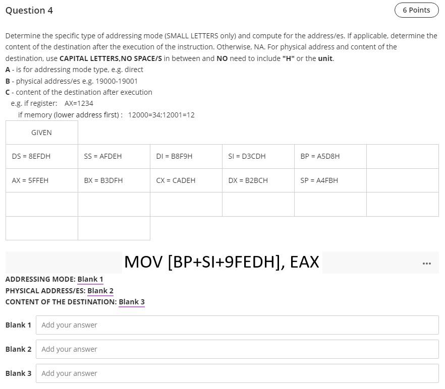 Solved Determine the specific type of addressing mode (SMALL | Chegg.com