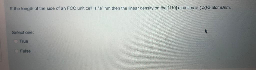 Solved If the length of the side of an FCC unit cell is "a" | Chegg.com