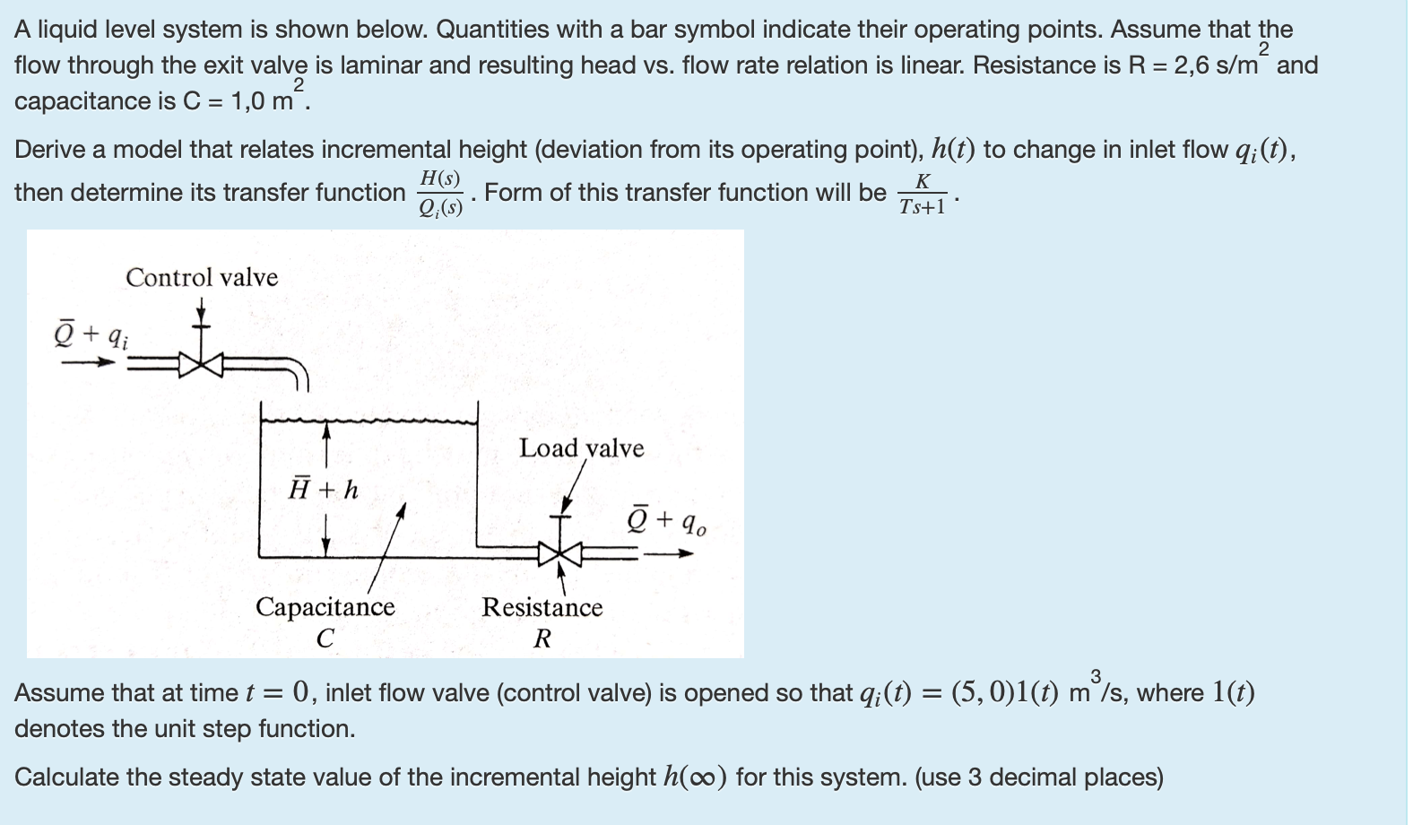 Solved A liquid level system is shown below. Quantities with | Chegg.com