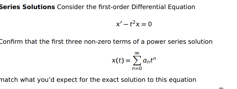 Solved Series Solutions Consider the first-order | Chegg.com
