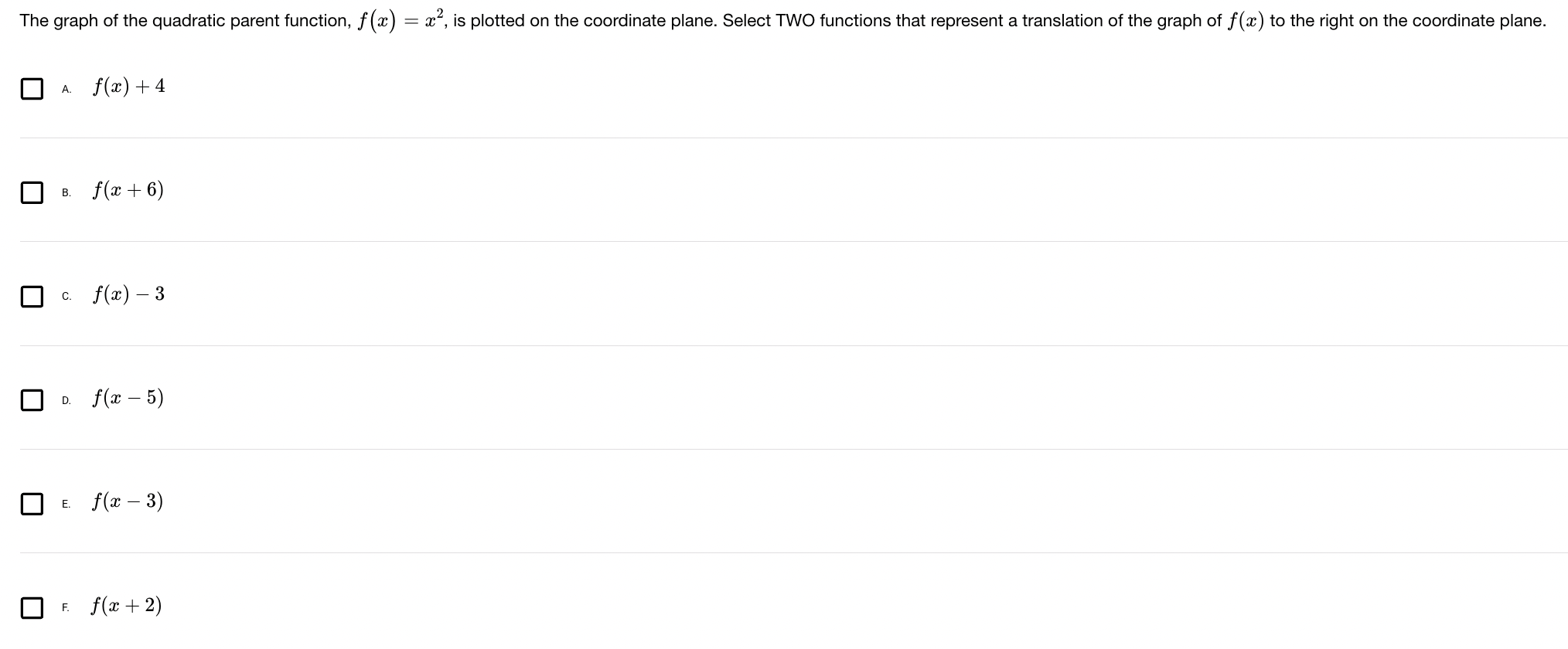 Solved The graph of the quadratic parent function, f(x)=x2, | Chegg.com