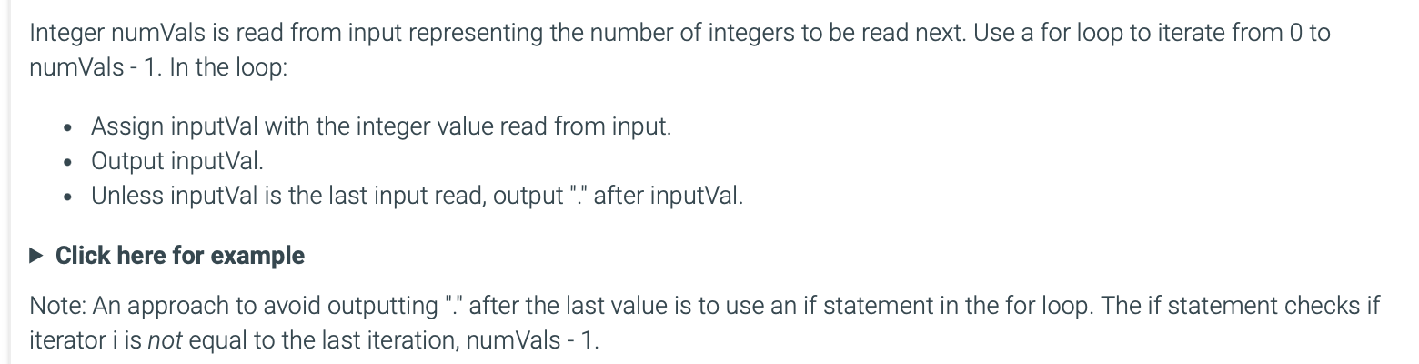 Solved Integer numVals is read from input representing the | Chegg.com