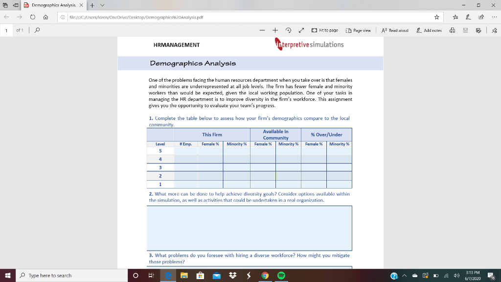 Demographics Analysis. X + v - | Chegg.com