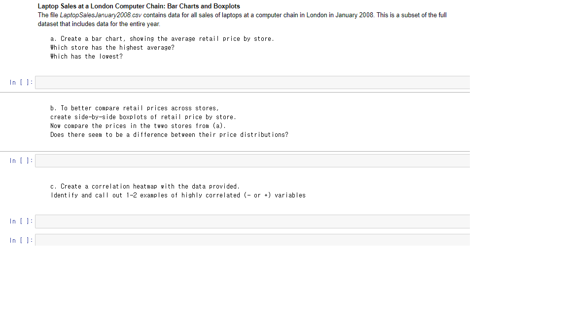 Solved Laptop Sales at a London Computer Chain: Bar Charts | Chegg.com