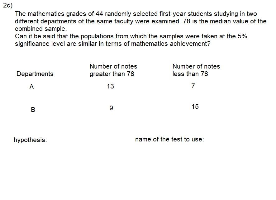 Solved 2c) The mathematics grades of 44 randomly selected | Chegg.com