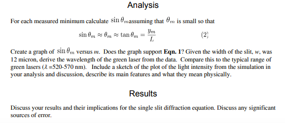 Solved Experiment 1: Single-Slit Diffraction In this | Chegg.com