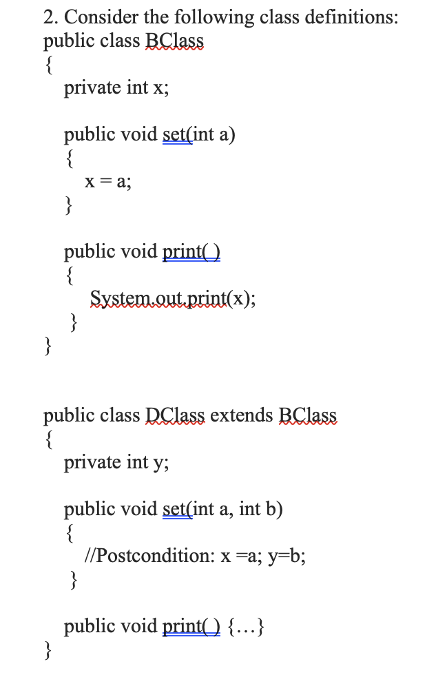 Solved 2. Consider the following class definitions: public | Chegg.com
