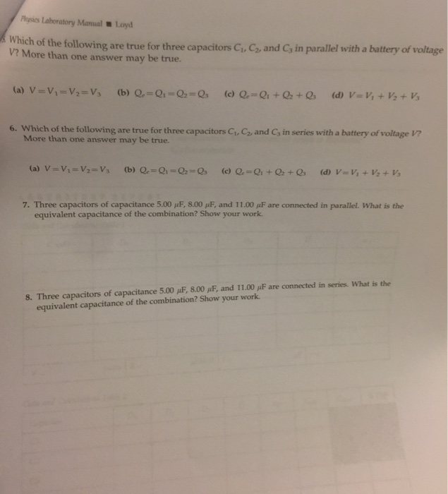 Solved Physics Laboratory Manual Loyd Which of the following | Chegg.com