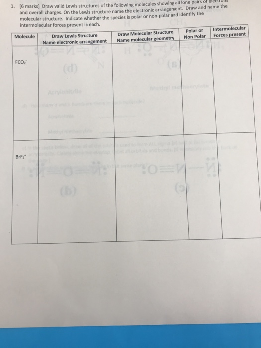 Solved 6 marks] Draw valid Lewis structures of the following | Chegg.com