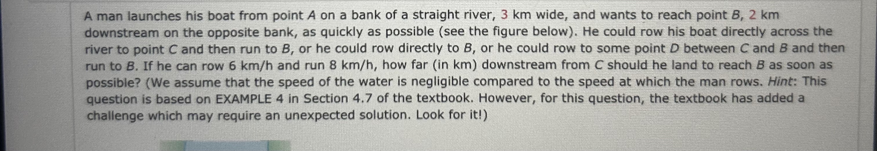 Solved A man launches his boat from point A ﻿on a bank of a | Chegg.com