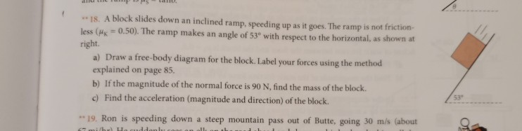 Solved PS 18. A block slides down an inclined ramp, speeding | Chegg.com