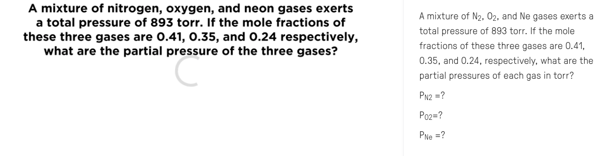 Solved A mixture of nitrogen, oxygen, and neon gases exerts | Chegg.com
