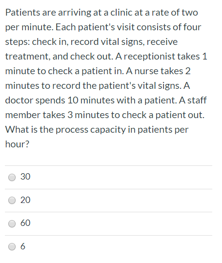 Solved Patients are arriving at a clinic at a rate of two | Chegg.com