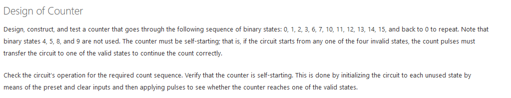 Solved Design of Counter Design, construct, and test a | Chegg.com