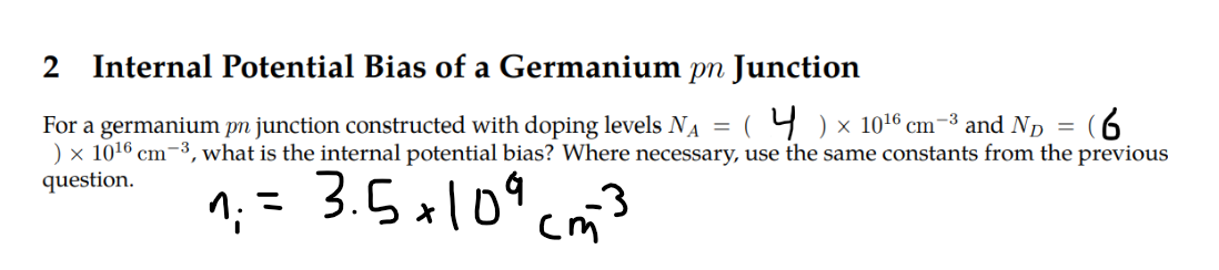 Solved 2 Internal Potential Bias of a Germanium pn Junction | Chegg.com