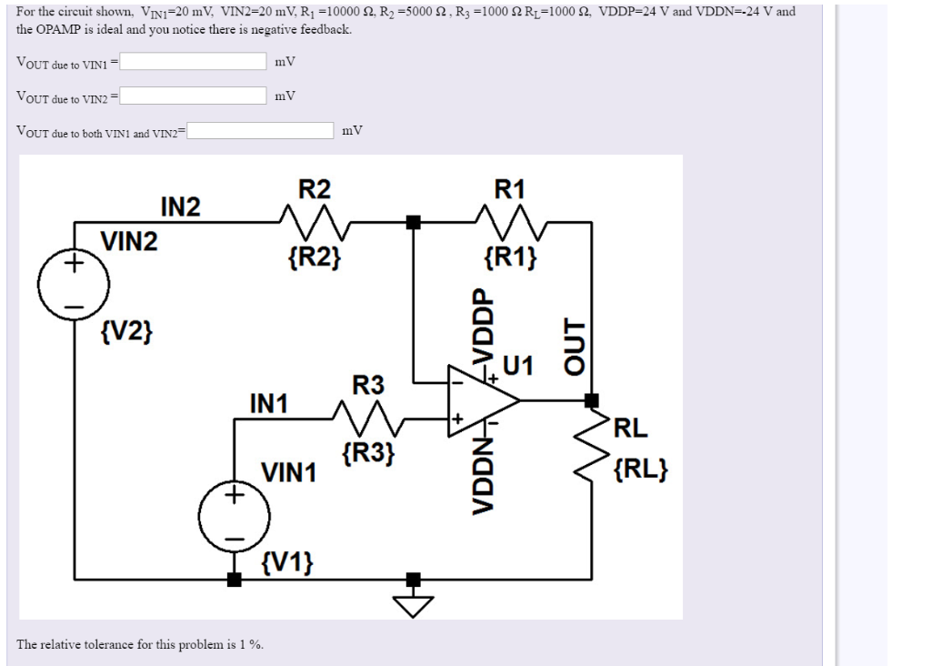 Solved For the circuit shown, VINI-20 mV. VIN2-20 mV. | Chegg.com