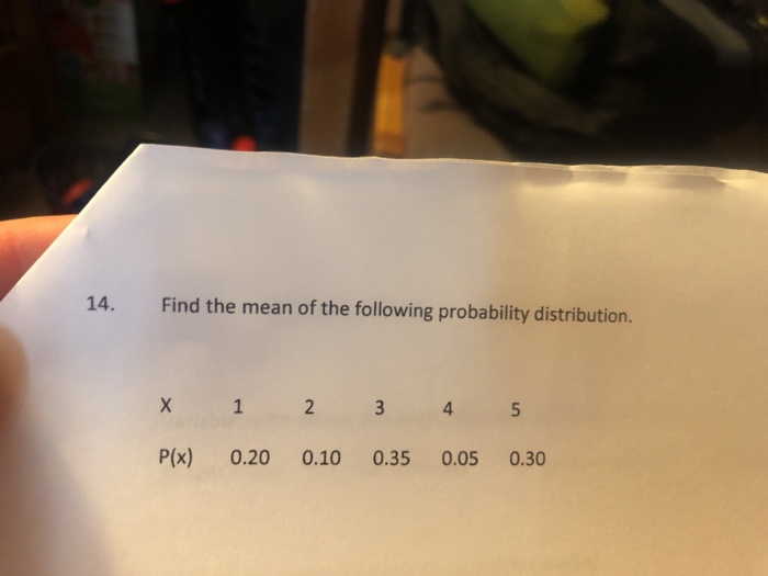 Solved 14. Find the mean of the following probability | Chegg.com