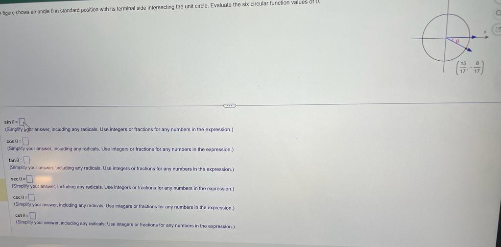 Solved The figure shows an angle theta in standard | Chegg.com