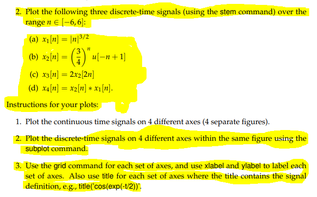 Solved 2 Plot The Following Three Discrete Time Signals