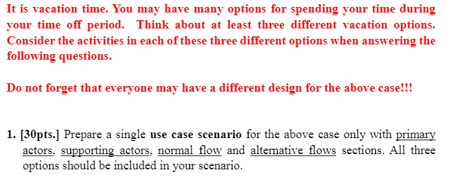 Solved It is vacation time. You may have many options for | Chegg.com