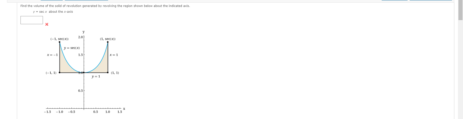 Solved Find the volume of the solid of revolution generated | Chegg.com