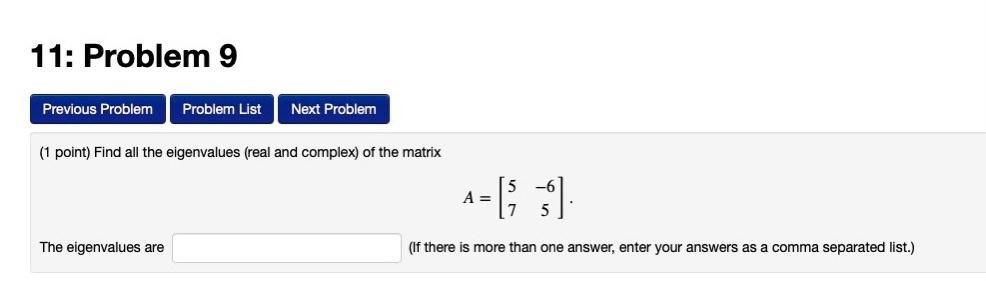 Solved 11: Problem 9 Previous Problem Problem List Next | Chegg.com