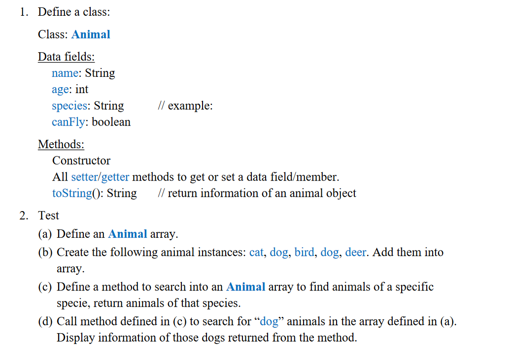 Solved Java please! Part 2 . public class Animal { | Chegg.com