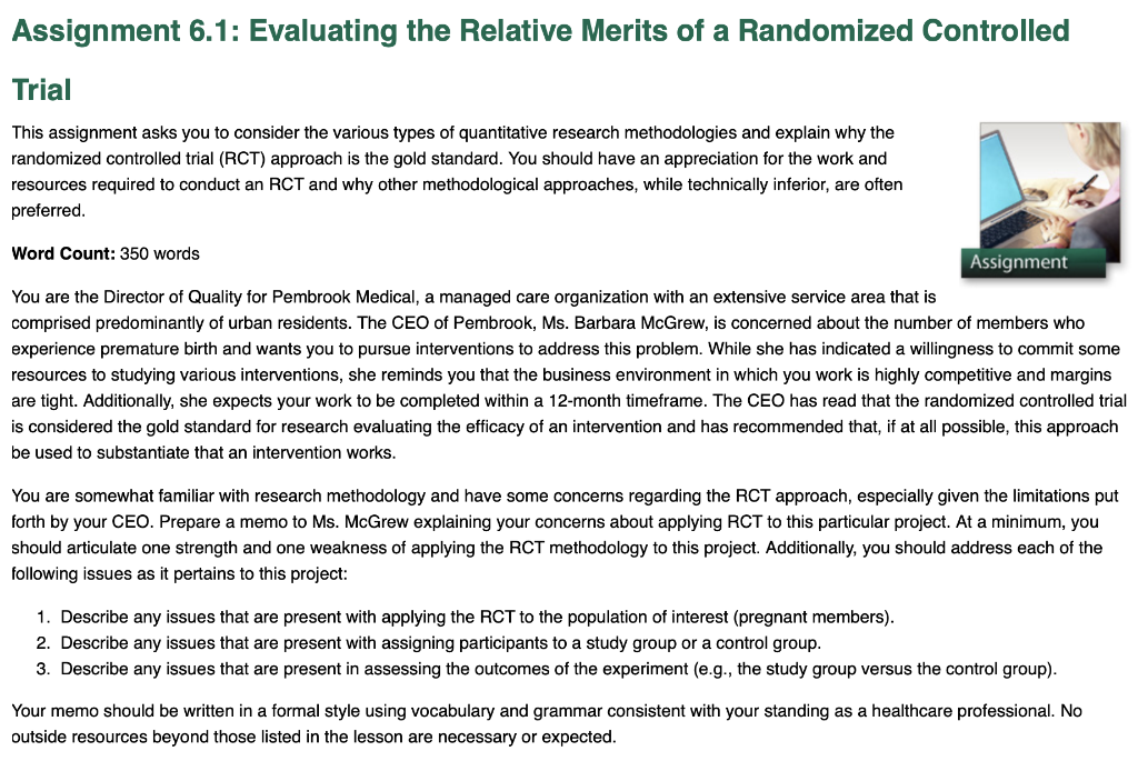 Assignment 6.1: Evaluating the Relative Merits of a | Chegg.com