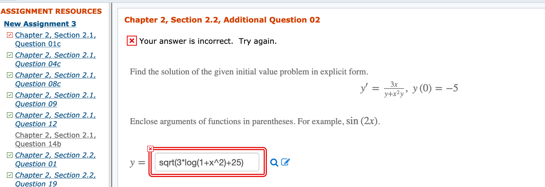 Solved ASSIGNMENT RESOURCES Chapter 2, Section 2.2, | Chegg.com