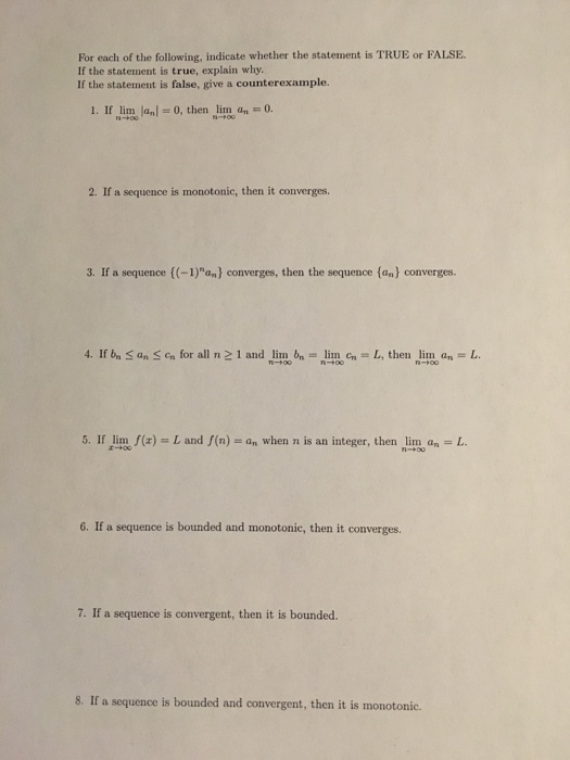 Solved For each of the following, indicate whether the | Chegg.com