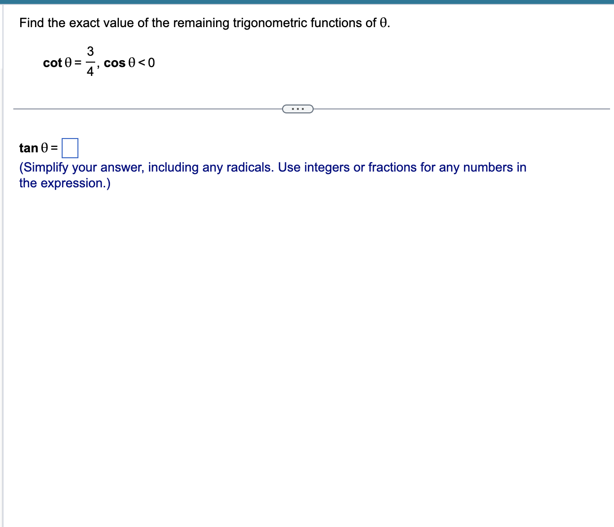 Solved Find the exact value of the remaining trigonometric | Chegg.com