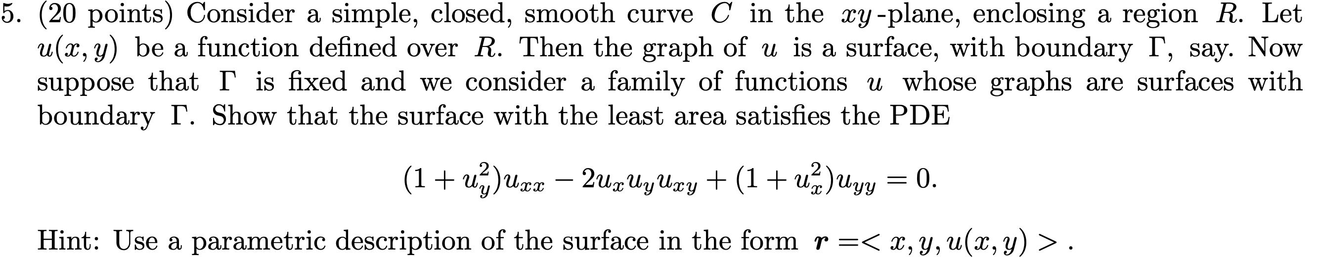 Solved U . 5. (20 points) Consider a simple, closed, smooth | Chegg.com