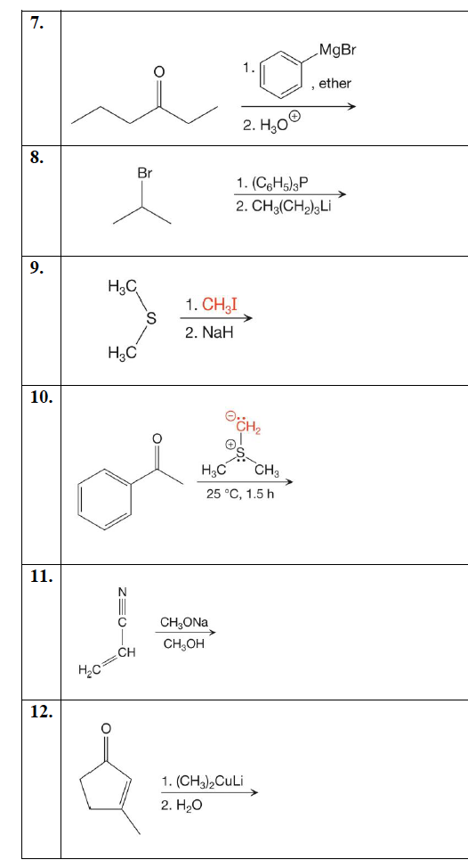 Solved ether 2. H2O 1. (C6H5)3P 2. CH3(CH23Li 9 Нас 1. CH3I | Chegg.com