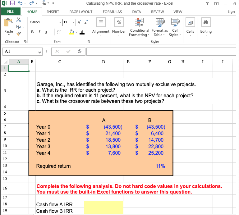 Solved KB 5 ? क 2 1 Calculating NPV, IRR, and the crossover | Chegg.com