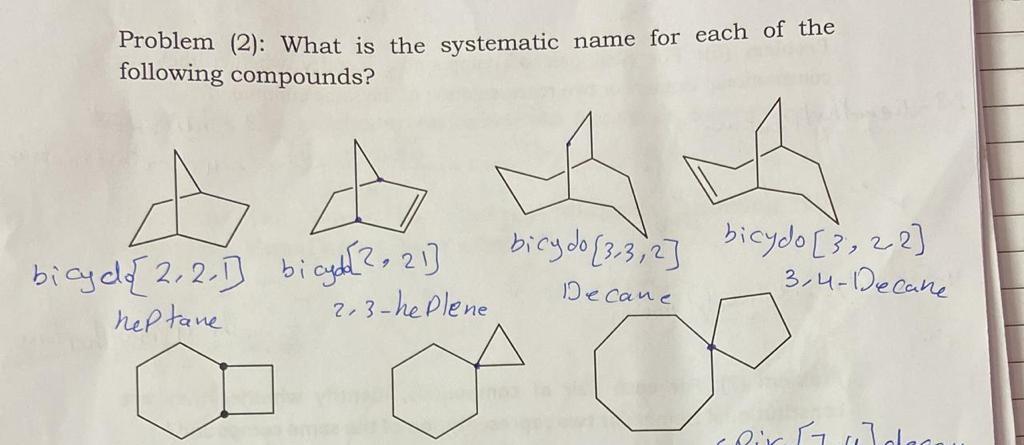 Solved Problem (2): What is the systematic name for each of | Chegg.com